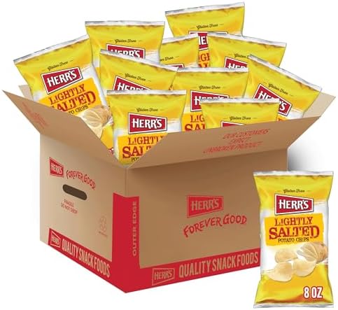 Amazon.com: Herr's Lightly Salted Potato Chips, 8 Ounce (Pack of 12 ...