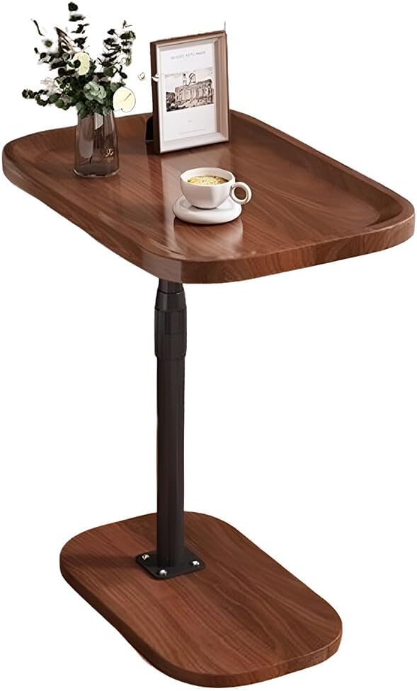 2-Tier Small Square Side Table, Adjustable Height End Table, Movable ...