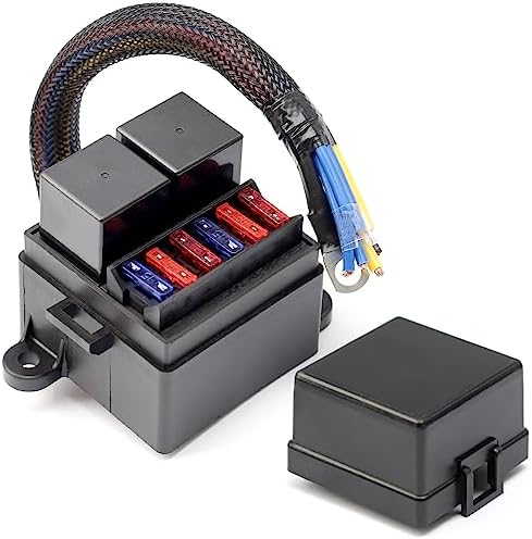 Amazon.com: Fuse and Relay Box 12V Pre-Wired Fuse Block with 4 Relays ...