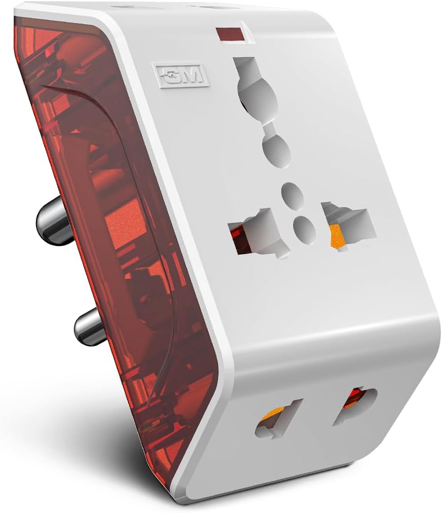 GM 3051 Plastic Mini Travel Adaptors and 2 Pin Multi Plug (White and ...