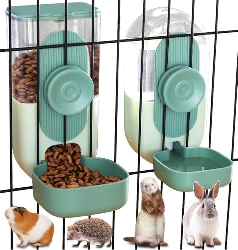 Pet Supplies : Hanging Cage Automatic Small Pet Food Bowl Water Bottle ...