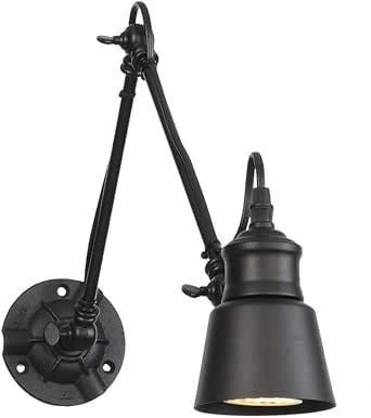 Wall Sconce Lighting, Retro Swing Arm Adjustable Black Finish ...