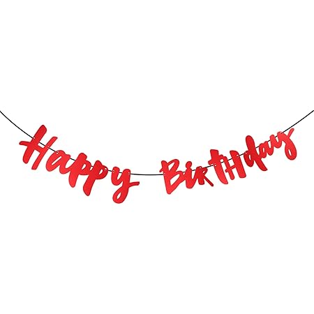 Amazon.com: BEISHIDA Red Happy Birthday Banner - NO DIY - Red Birthday ...