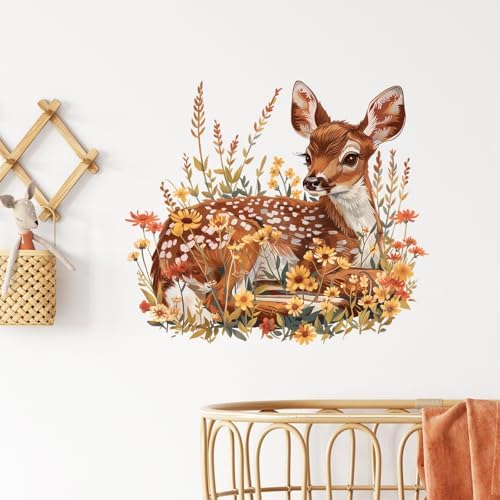 Amazon.com: Cute Fawn Deer Wall Stickers, sacinora Cartoon Animal Wall ...