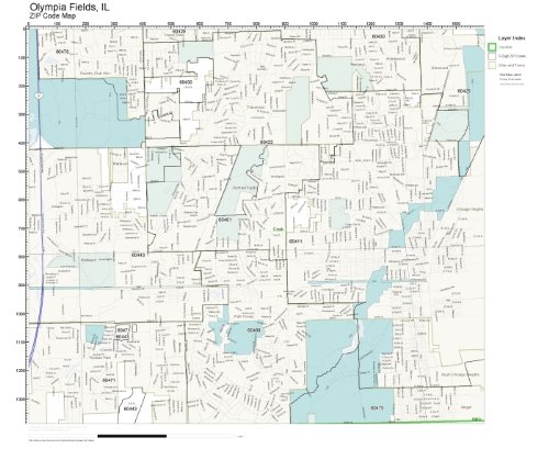 ZIP Code Wall Map of Olympia Fields, IL ZIP Code Map Laminated: Amazon ...