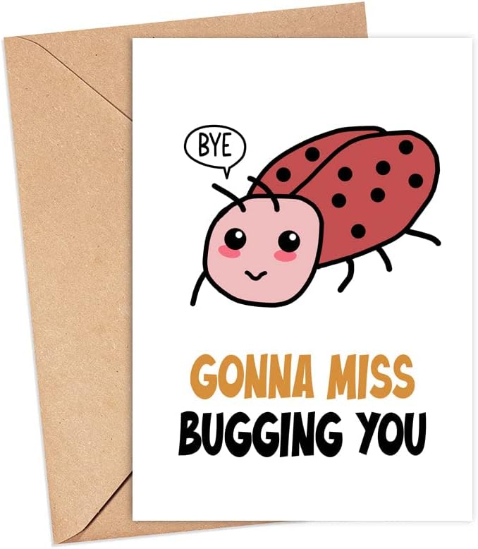 Amazon.com : PTDShops Funny Farewell Card - Gonna Miss Bugging You Card ...