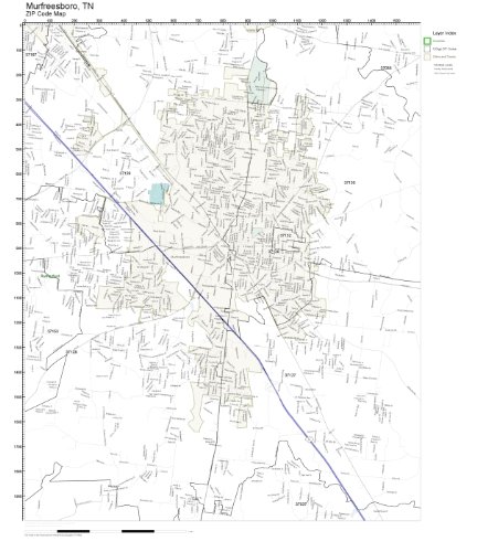 ZIP Code Wall Map of Murfreesboro, TN ZIP Code Map Not Laminated ...