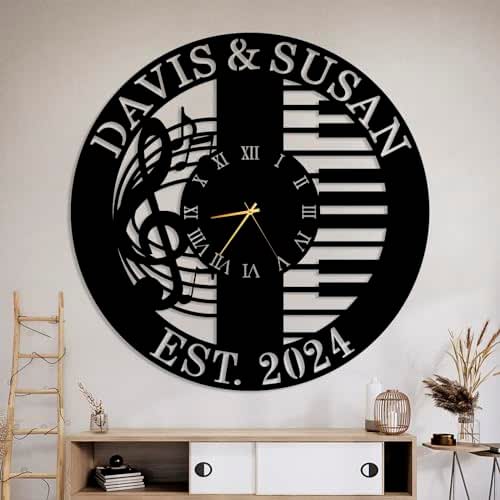 Amazon.com: Personalized Music Wall Clocks with Musical Note and Piano ...