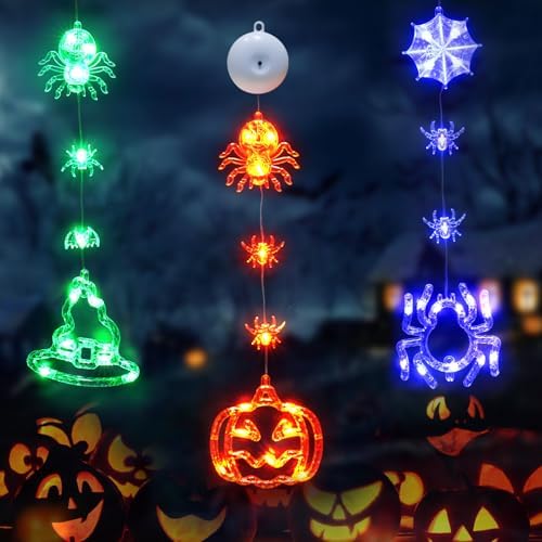 Amazon.com : Halloween Lights Window Decorations, 3 Pack Bat Pumpkin ...