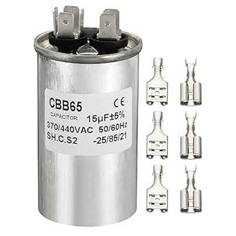 PATIKIL 15uf 15MDF 370/440VAC Fan Start Capacitor, CBB65 Circular Run Capacitor for Air ...