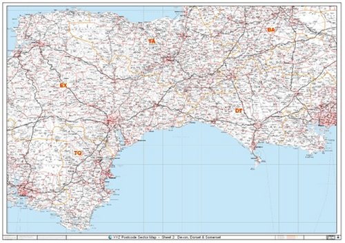 Encapsulated Postcode Sector Map ~ Devon, Dorest & Somerset (Flat ...