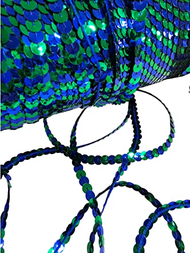 15 Meters of Blue & Green Sequin Ribbon Trim for Craft, Sewing ...