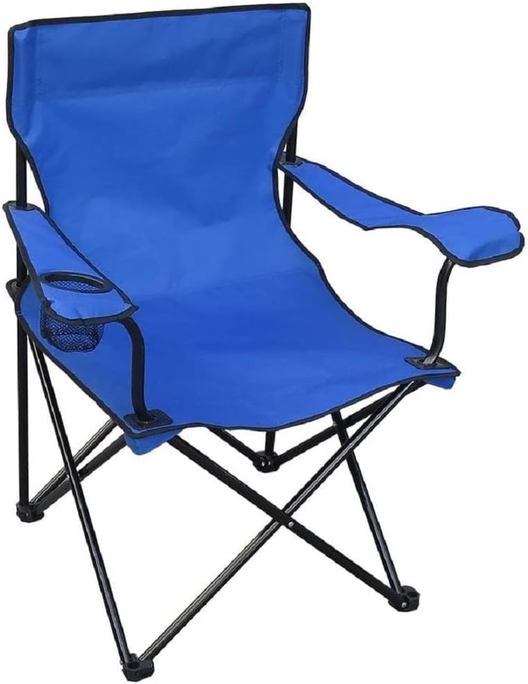 1x Blue Folding Canvas Camping Armchair - Adults Lightweight Folding ...