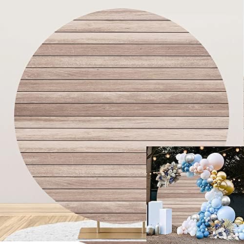 Amazon.com : Leowefowa Plain Wood Round Backdrop Cover(Without Stand) 6.5ft Birthday Baby Shower ...
