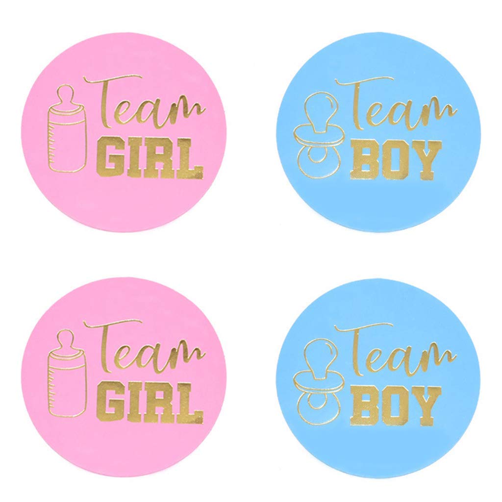 Buy Gender Reveal Stickers, 72 Pcs Baby Sticker Labels with Gold ...