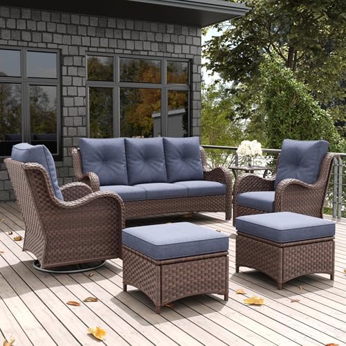 Amazon.com: HILLGA Luxury High Back, Extra Thick Cushion 5-Piece Patio ...