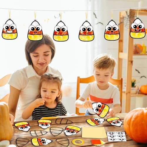 36Pcs Halloween Suncatchers Craft for Kids DIY Candy Corn Tissue Paper ...