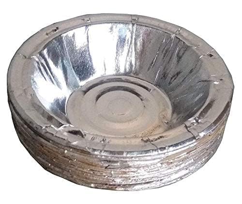Buy Silver Coated Paper Bowl Katora Disposable Donas/Serving Bowl ...