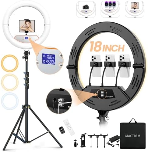 Amazon.com : 18" Foldable Ring Light with Stand for iPhone ipad, LED ...