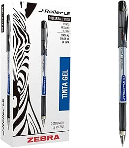Zebra Bolígrafo De Tinta Gel J-Roller LE Punto Mediano (0.7 mm) Caja 12 Piezas Color Negro ...