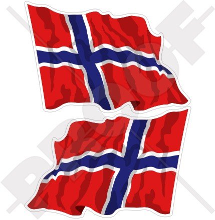NORWAY Norwegian Waving Flag Norge, Noreg 3" (75mm) Vinyl Bumper ...