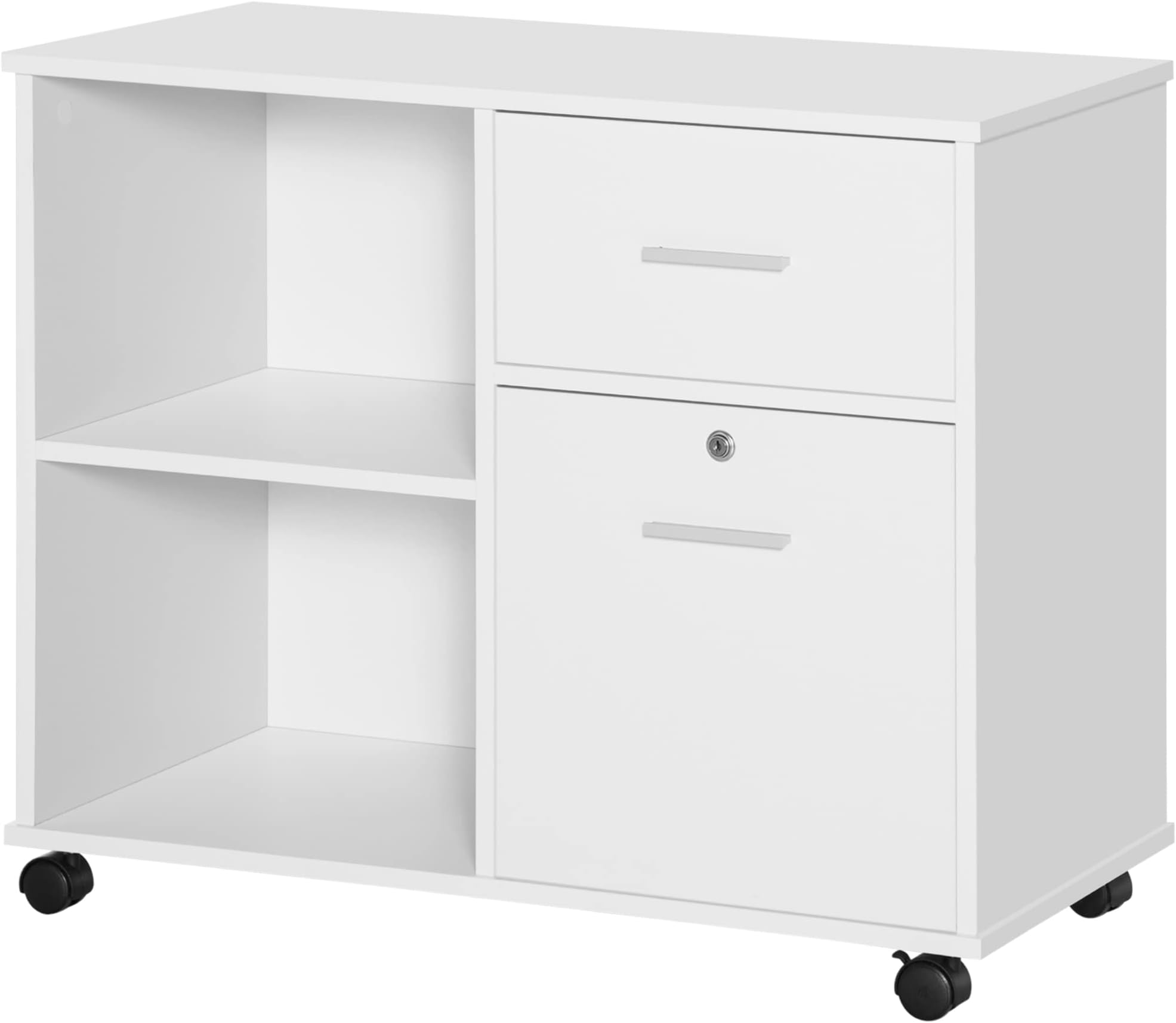 HOMCOM Meuble de rangement pour bureau 5 tiroirs et 1 porte support ...