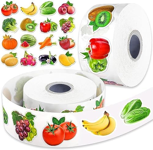 1200Pcs Fruit Vegetable Stickers, 16 Styles Cute Food Stickers for Kids ...