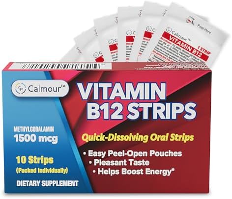 Amazon.com: CALMOUR Vitamin B12 Strips 10 Pack | Easy Oral Dissolvable ...