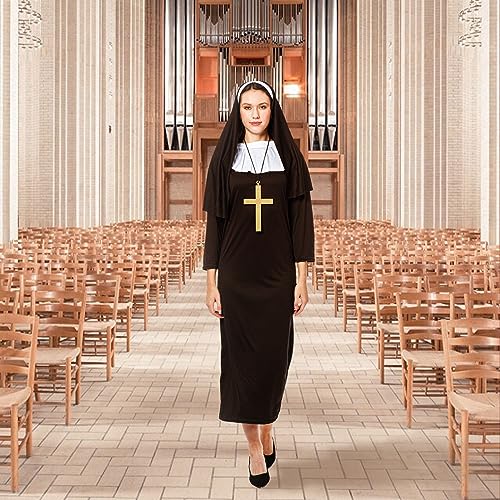 Funnlot Nun Fancy Dress Costume, Female Nun Costume, Nun Adult ...