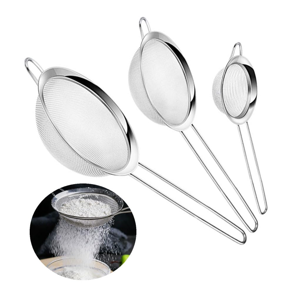 Mesh Strainers 3 Piece Stainless Steel Mesh Strainer Set - Fine Kitchen ...