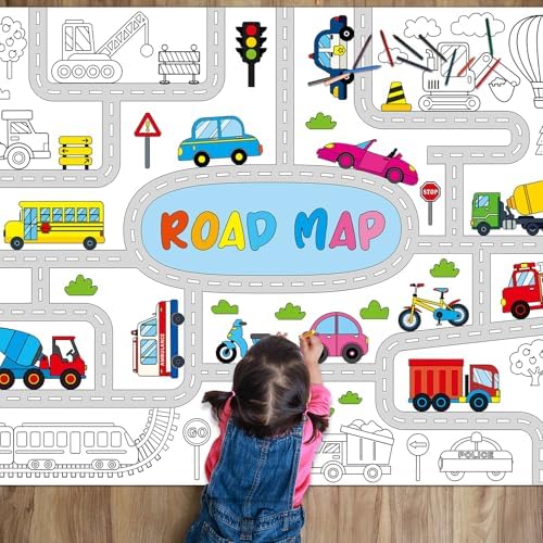 Amazon.com: Transportation Coloring Poster for Kids Giant Large Road ...