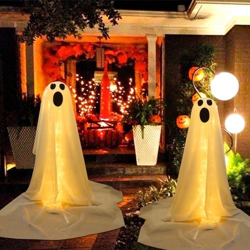 Amazon.com: CCINEE 2pcs Halloween Lighted White Cloth Ghosts, Large ...