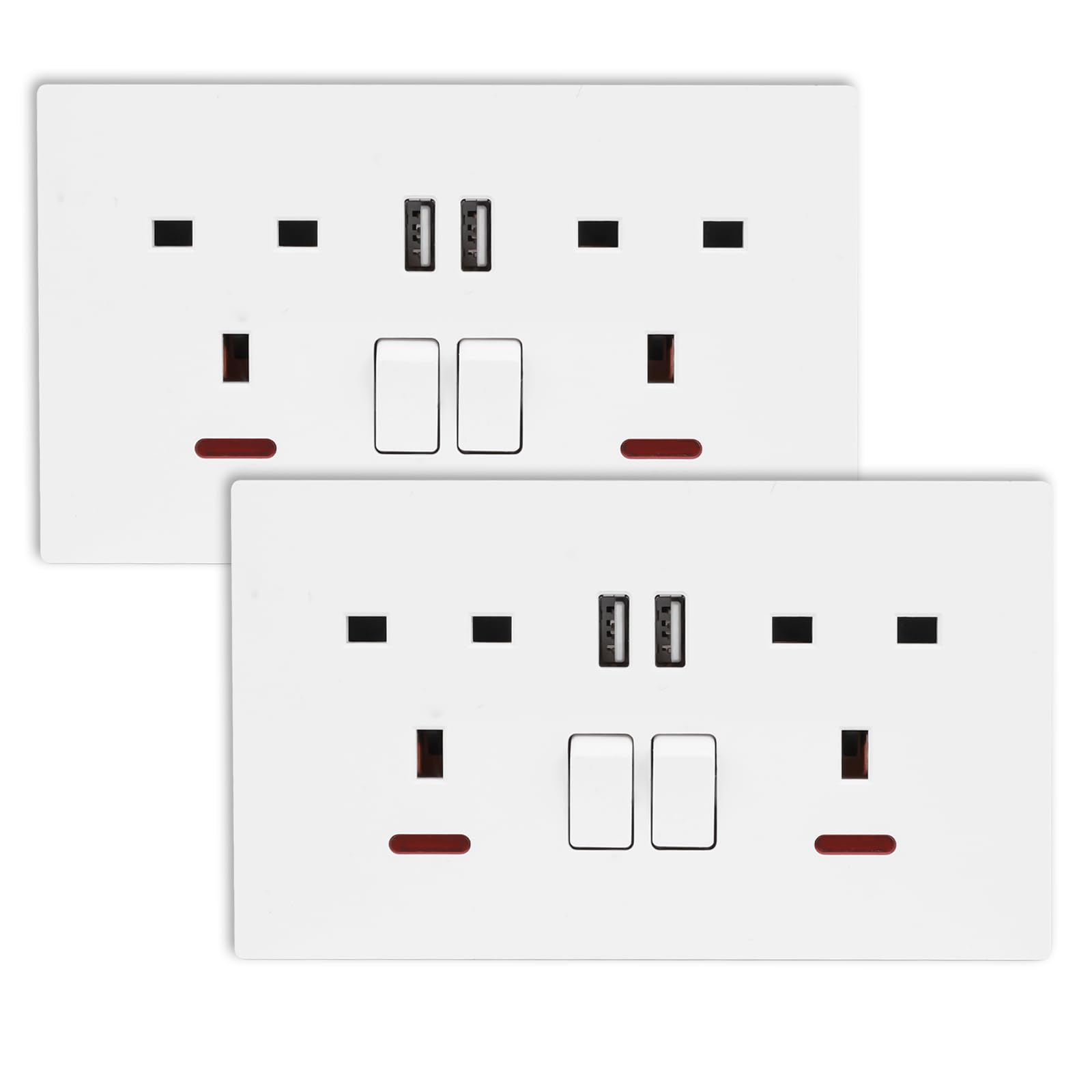 Konesky Double Socket, Switched Socket with Dual USB Charging Ports ...