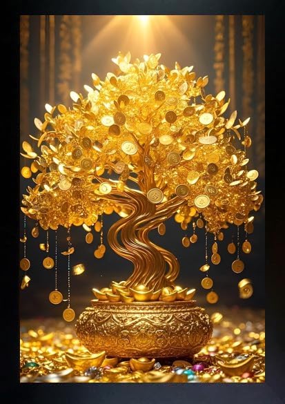 Lucky Vastu Money Flowing from Golden Tree Spiritually Powerful Symbol ...