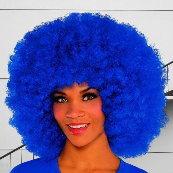 Amazon.com : andromeda Afro Wigs for Black Women Blue 70s Afro Wig ...