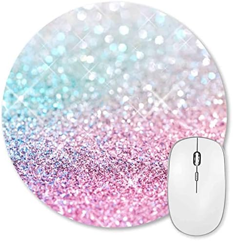 Amazon.com: HUOCAIREN Round Mouse Pad, Pink Blue Gradient Sparkle Glitter Mouse Pad, Cute Small ...