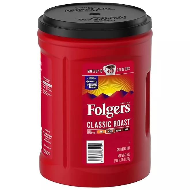 Amazon.com : Folger Classic Roast Ground Coffee (43.5 oz.) - 1 Pack ...