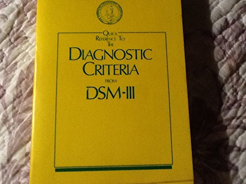 Diagnostic Criteria from Dsm-Iii-R/Quick Reference: 9780890420430 ...