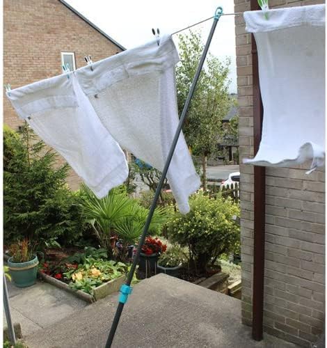 1 X Washing Line Support Pole Heavy Duty Metal Telescopic Clothesline ...