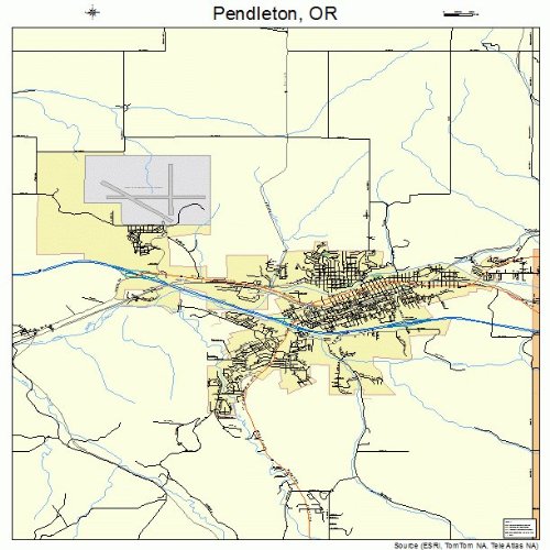 Amazon.com: Large Street & Road Map of Pendleton, Oregon OR - Printed ...