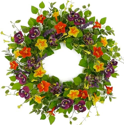 Amazon.com: Janinka Spring Door Wreath Summer Door Wreath 17.7 Inches ...
