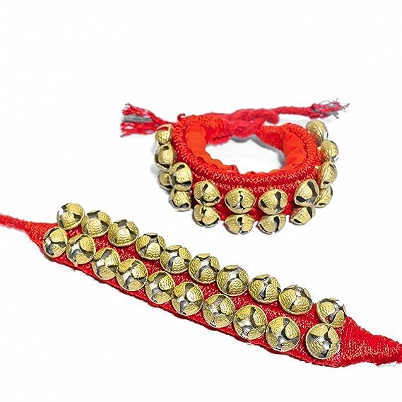 ELEGANT CASA Soul Brass Ghungroo Red Padding Ghungroos in Velvet Bag ...