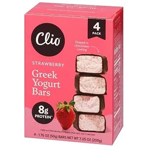 Amazon.com: Clio Greek Yogurt Bar, Strawberry, 9g Protein, Kosher ...