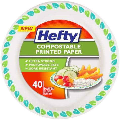 Amazon.com: Hefty Compostable Printed Paper Plates, Small Paper Plates ...