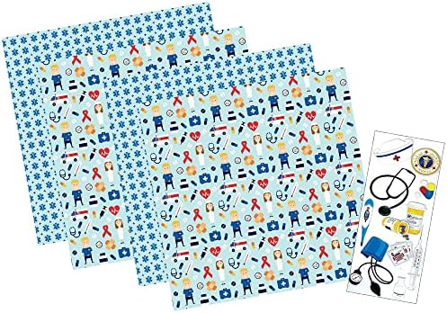 Amazon.com: 4 Medical Scrapbook Paper - and Medical Stickers for ...