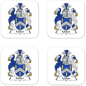 Amazon.com: MyHeritageWear.com Usher Family Crest Square Coasters Coat ...