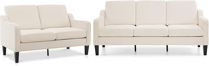 Amazon.com: VINGLI Mid-Century Modern Beige Loveseat and Sofa Set,53 ...