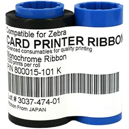 Amazon.com: 800015-101 Black Monochrome Ribbon for Zebra P330i P420i ...