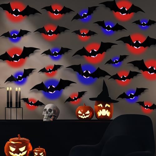 Amazon.com: Remote USB LED Halloween Decoration Bats,Color Changing 15 ...
