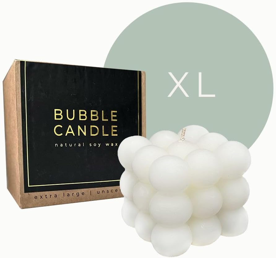 Amazon.com: LAWA Bubble Candle - Cube Soy Wax Geometric Candle Elegant Aesthetic Candle ...